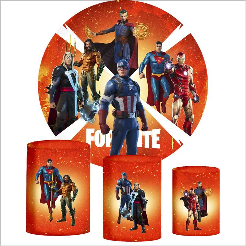 Trio Capa Cilindros + Painel 1,5m circular decoração Fortnite - Inove ...
