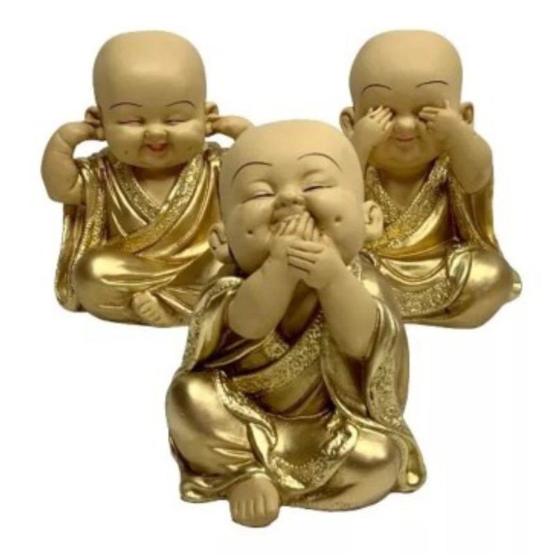 Trio de Budas Monge Cego Surdo Mudo Estatueta Decoração - RD Store ...