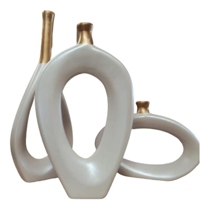 Trio Vaso Garrafa Ceramica Anel Sala Rack Aparador - Hader Magazine ...
