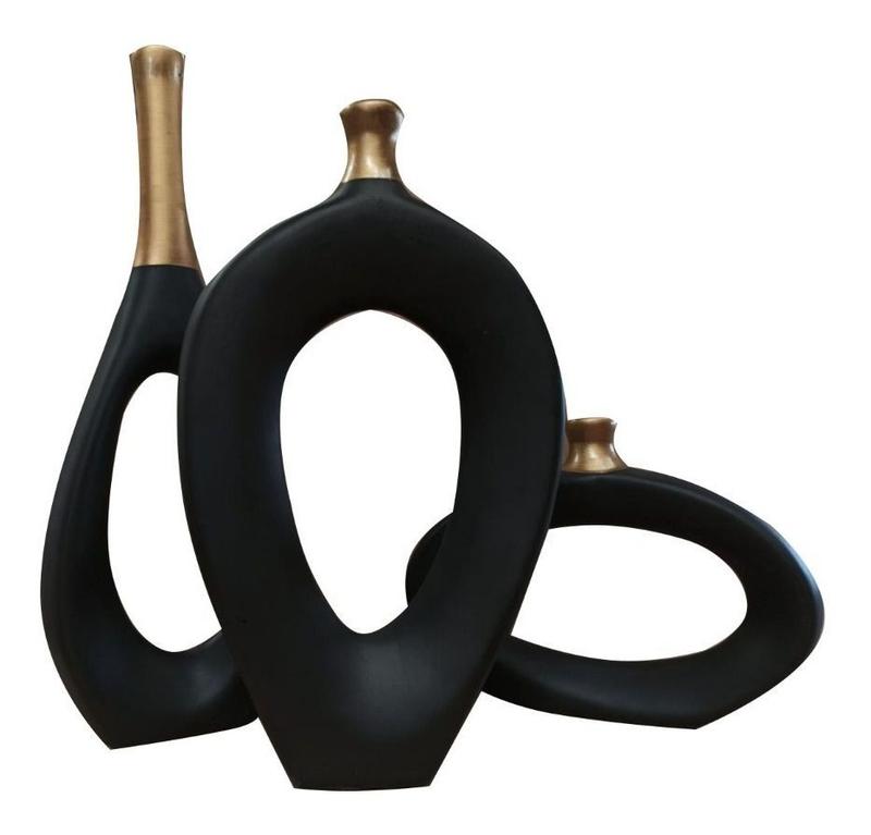 Trio Vaso Garrafa Ceramica Anel Sala Rack Aparador - hader magazine ...