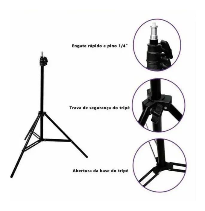 Tripé De Iluminação Para Estudio Luzes Profissionais 1,6m - ACF store ...