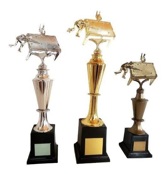 Trofeu Sinuca 1º 2º 3º Lugar Destacado Envio Rapido Novo - Brasil Gold ...