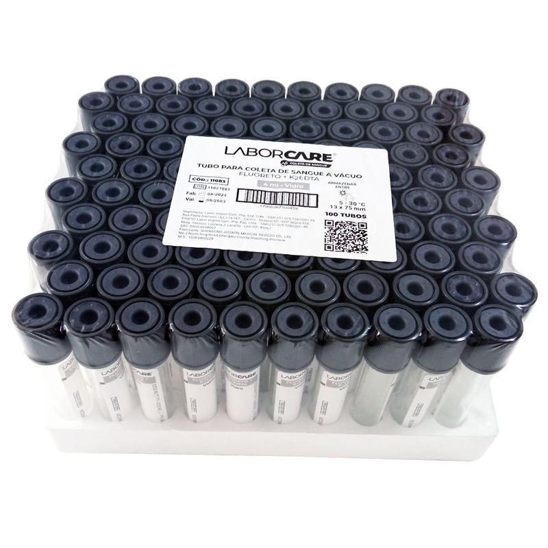Tubo de Coleta a Vácuo Vidro Fluoreto e EDTA K2 4 ml (LABOR) - Rack com ...