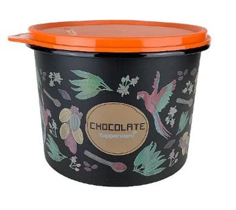 Tupper Caixa Chocolate Tupperware Preta Decorada com Tampa Laranja 1 ...