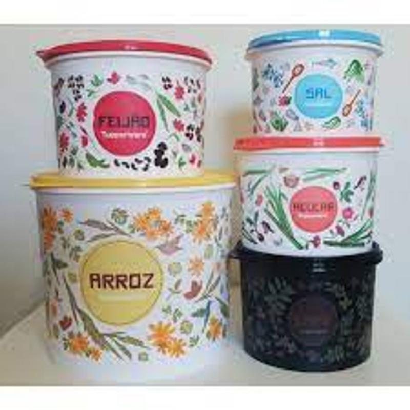 Tupper Caixa Floral Kit C/5P Arroz 5kg+Feijão 2kg+Açúcar1.2kg+Café 700g ...