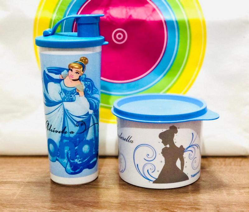 Tupperware Exclusivo Kit Princesa Cinderela Copo 470ml + Redondinha ...