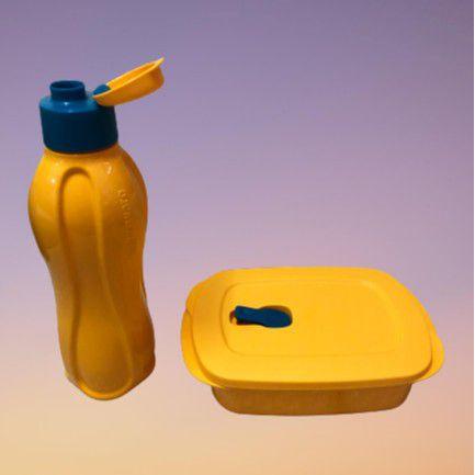 Tupperware Kit Cristalware Retangular 1litro + Eco 750ml Laranja - Pote ...