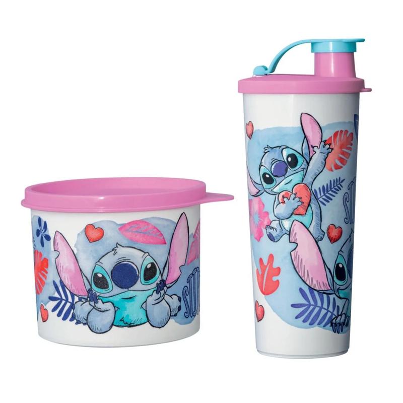 Tupperware Kit Infantil Redondinha 500ml + Copo com Bico 470ml Stitch ...