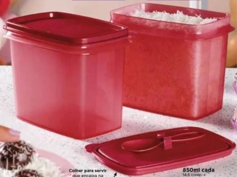 Tupperware Modular com Colher 850ml Vermelho - Pote - Magazine Luiza