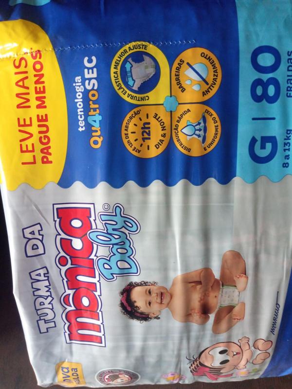 Turma da monica baby tamanho g 80 unidades - Ontex - Fralda Descartável ...