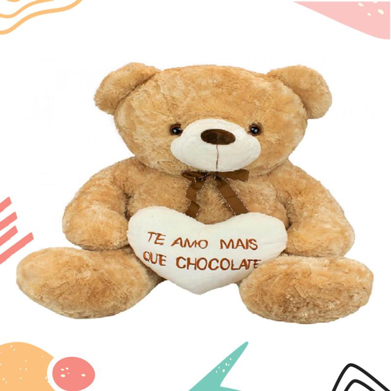 Urso de Pelúcia Gigante Te Amo Mais Que Chocolate 72cm - Fofy Toys ...