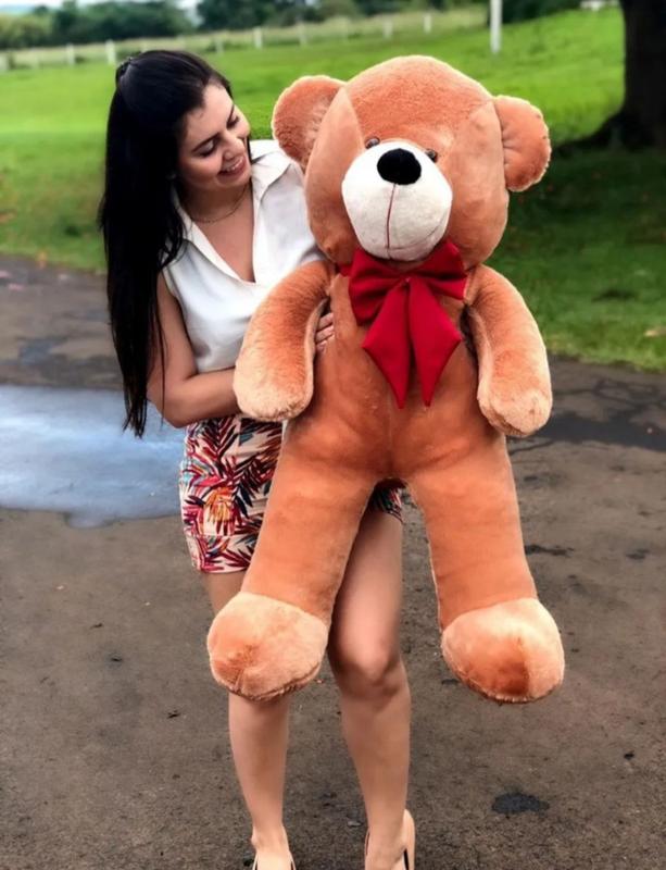 Urso De Pelúcia Teddy Fofinho Grande Com Laço 90cm - Baby Adoletá ...