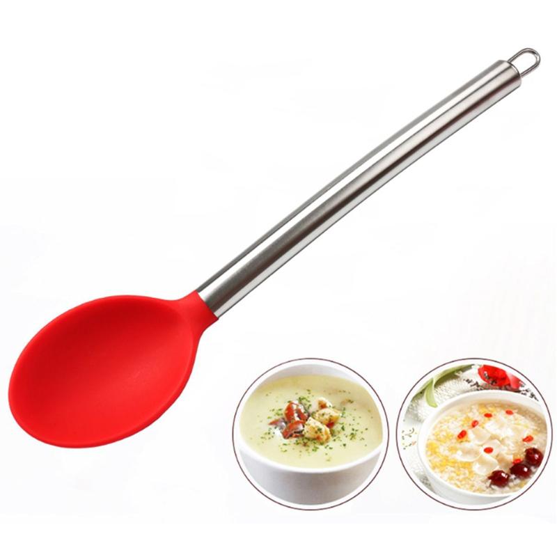 Utensílio De Cozinha Colheres De Silicone Com Cabo De Metal - Facibom ...