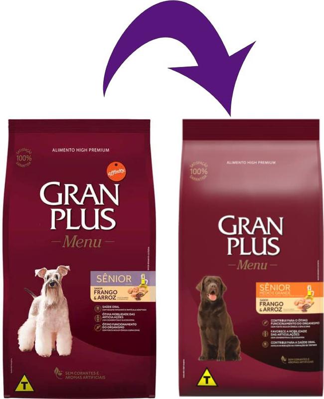 (val 20/07/2023) gran plus menu cão sênior médio e grande frango & arroz 15kg - Outros Pets ...