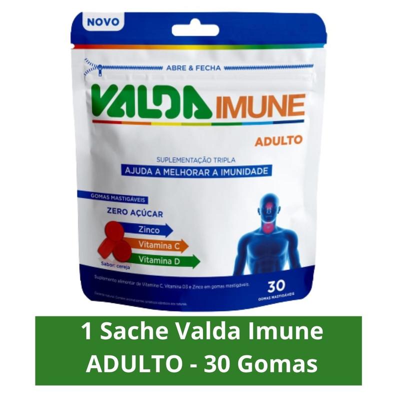 Valda Imune Adulto Zero Açúcar Vitaminas Sabor Cereja 30 Gomas ...