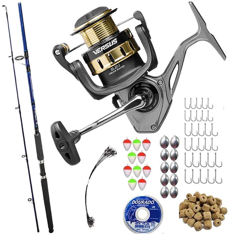 Vara de Pesca Pesada Molinete 6000 Drag 9kg e Kit Pesqueiro - MARINE ...