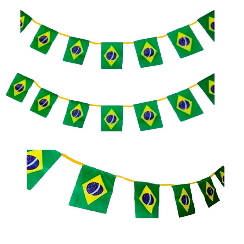 Varal 70 Metros Bandeira Do Brasil Papel Pequena 14x21cm Copa - Real ...