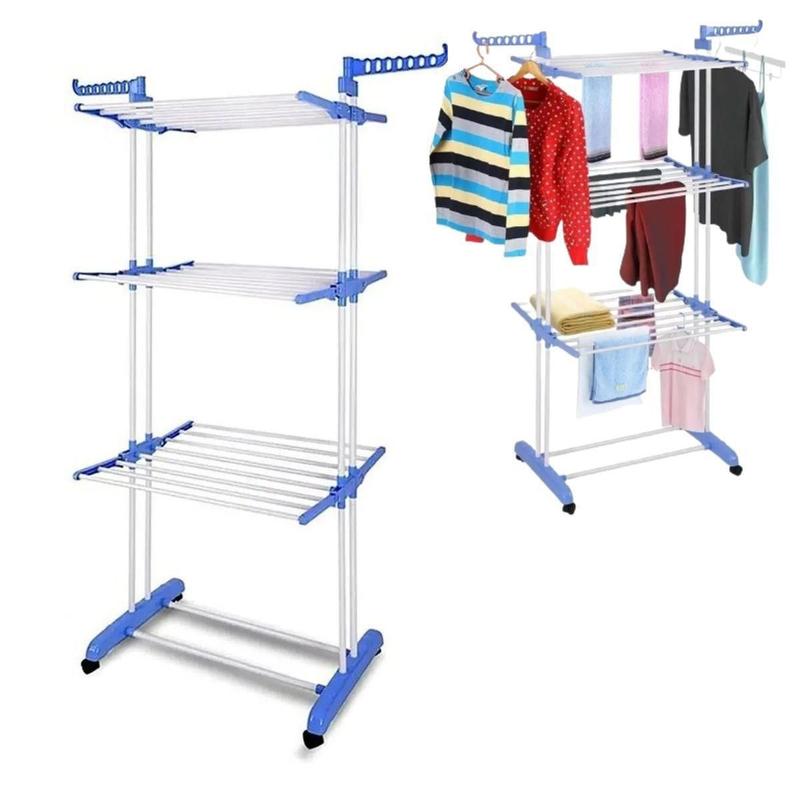 Varal De Chão Roupas Grande Dobrável Retrátil 3 Andares - Varal Super ...