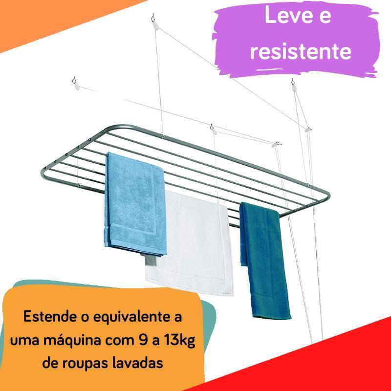 Varal De Teto Alumínio 1,20 Metro + Kit Fixação Maxeb - Varal de Parede ...