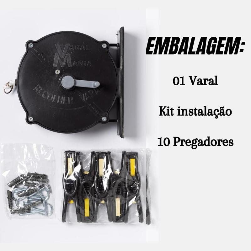 Varal Roupas Parede Retrátil Recolhível Magico Reforçado 30m - Varal ...