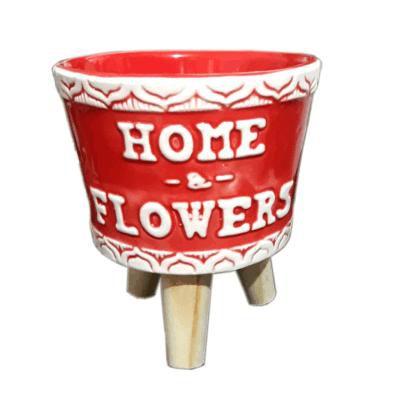 Vaso cachepo cerâmico monte real home e flowers pé de madeira - Vasos ...