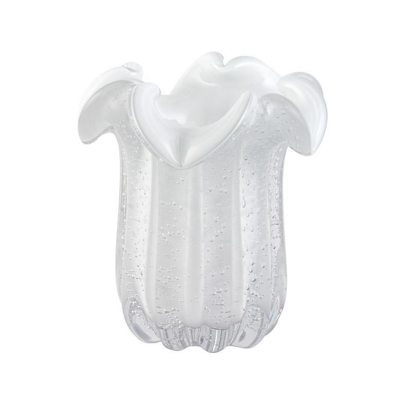 Vaso De Vidro Tipo Murano Branco Leitoso Veneza 16Cm X 16Cm - Mek ...