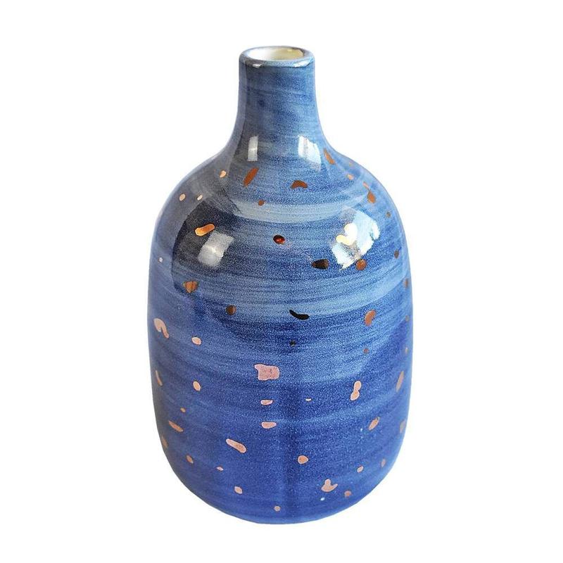 Vaso Decorativo em Cerâmica Ghat Azul 19x10cm - KZ Home - Vasos para ...