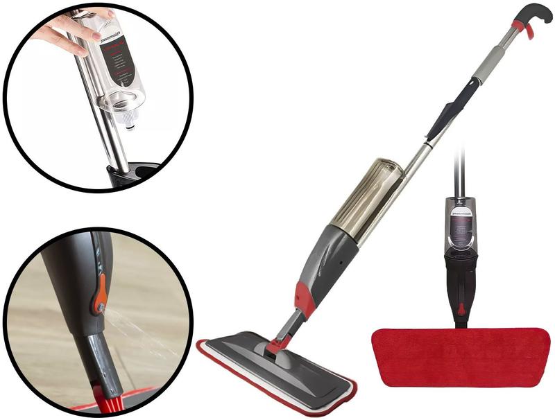 Vassoura Mop Spray Por Alavanca Com Reservatório 380ml 3 em 1 Borrifa ...