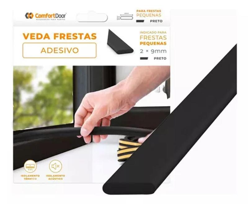 Veda Fresta 2mm Borracha Vedação Porta Janelas Fita Adesiva Rolo 6 ...