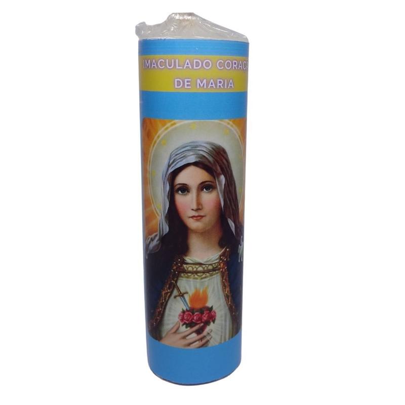 Vela 7 dias votiva Imaculado Coração de Maria azul 1 unidade ...