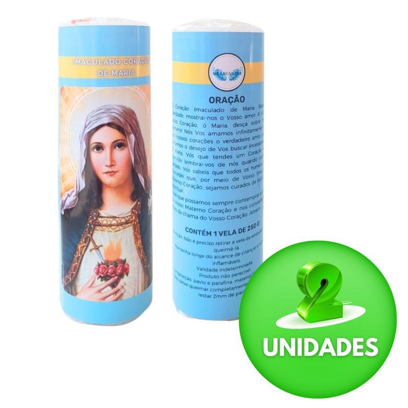 Vela 7 dias Votiva Imaculado Coração de Maria azul 2 unid - OS ARCANJOS ...