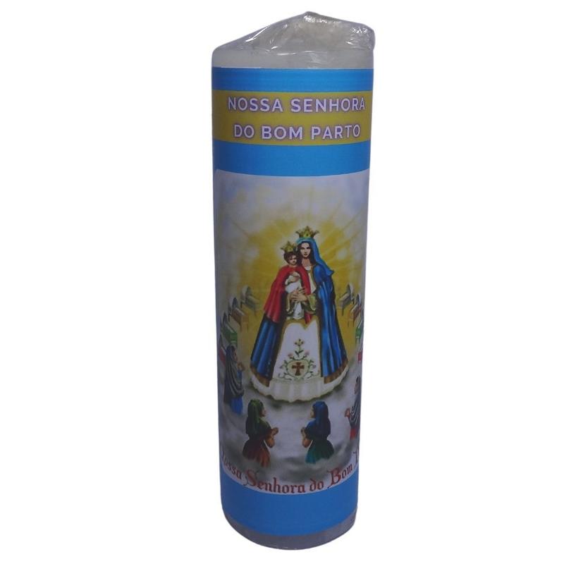 Vela 7 dias votiva N. Sra do Bom Parto azul 1 unidade - SACRARIUM ...