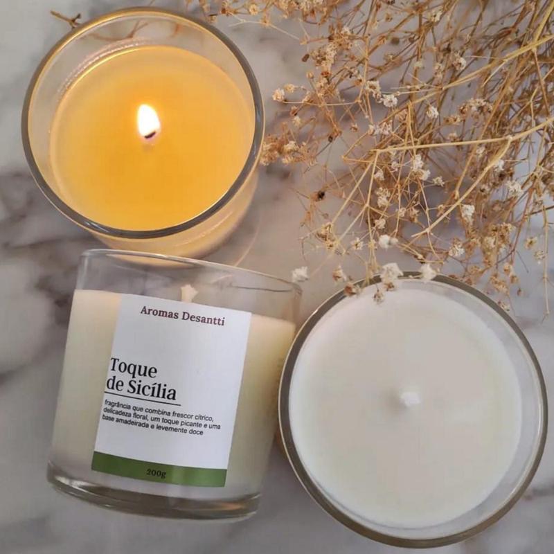 Vela Aromática Premium Limão Siciliano 200g Artesanal - Aromas Desantti ...