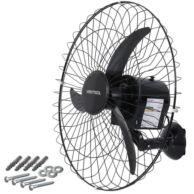 Ventilador De Parede 60 Cm 200 W Bivolt 110220v Ventisol + Kit Fixação ...