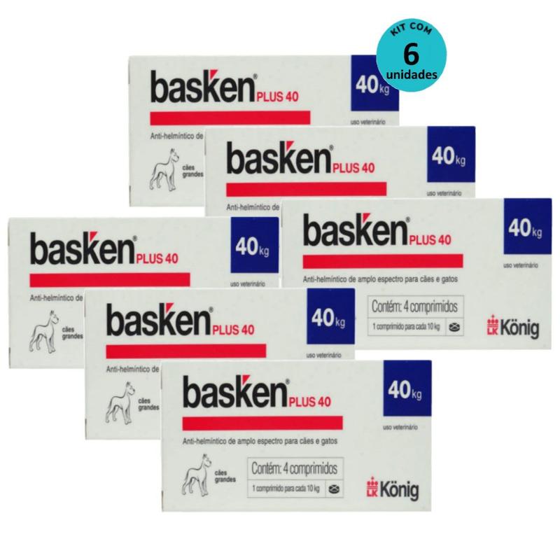 Vermífugo Basken Plus 40 p/ Cães e Gatos 1 comp. para cada 10Kg cx c/ 4 ...