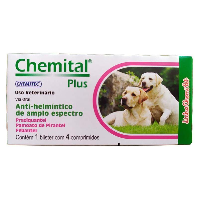 Vermífugo Para Cães Chemital Plus 4 Comprimidos - CHEMITEC - Vermífugo ...