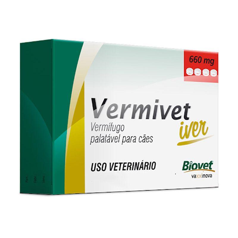 Vermífugo Vermivet Iver Cães 660 Mg 4 Comprimidos - BIOVET - Vermífugo ...