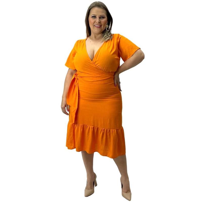 Vestido Alpelo Midi Manga Curta Plus Size - ALPELO PLUS - Vestido Plus ...