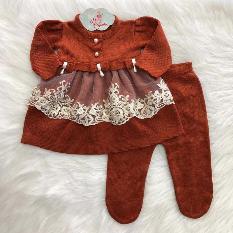 Vestido Bebê Maternidade Tricô Infantil Menina Princesa - Mimo da ...