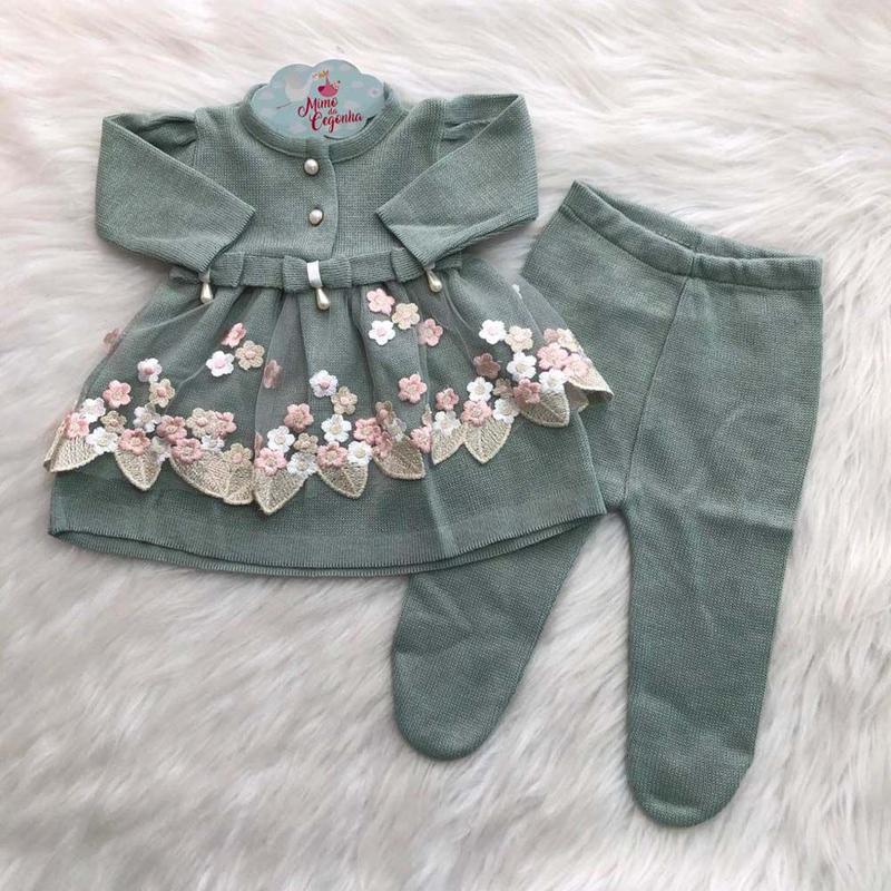 Vestido Bebê Maternidade Tricô Infantil Menina Princesa - Mimo da ...