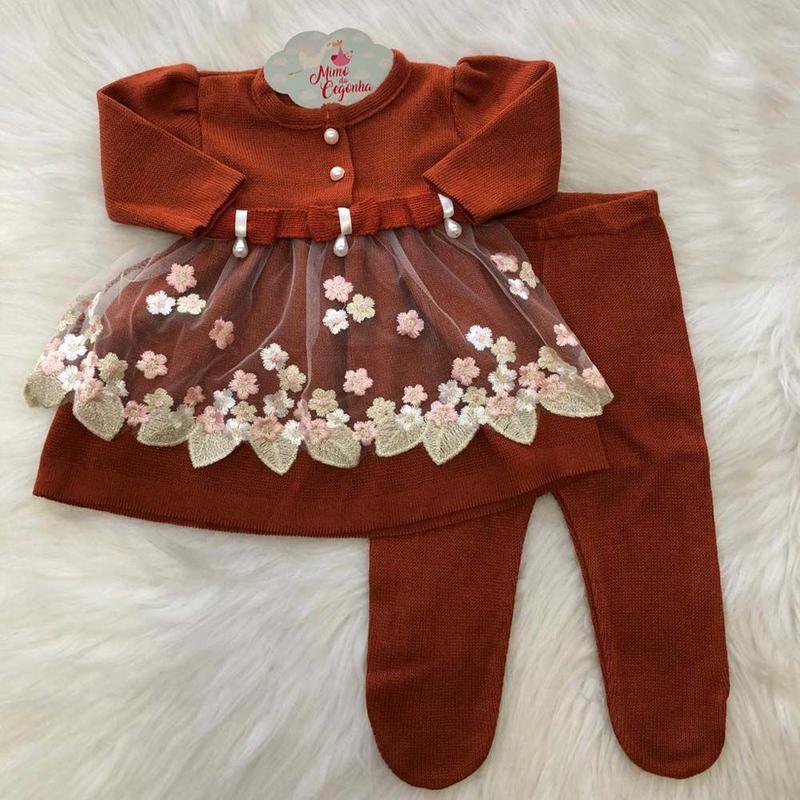 Vestido Bebê Maternidade Tricô Infantil Menina Princesa - Mimo da ...