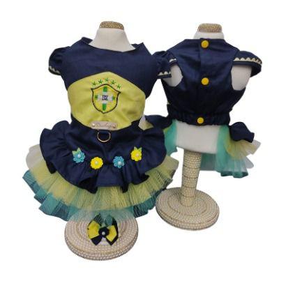 Vestido Brasil Azul para cachorro e gato - Dudog Vest - Roupas para ...