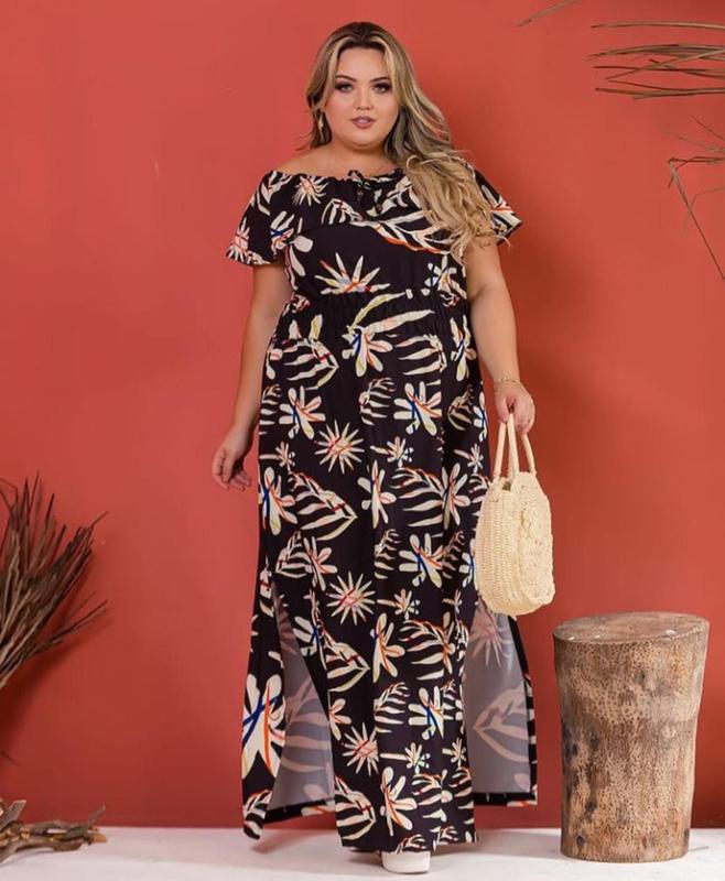 Vestido Cigninha Longo Plus Size - Clara - Vestido Plus Size Feminino ...