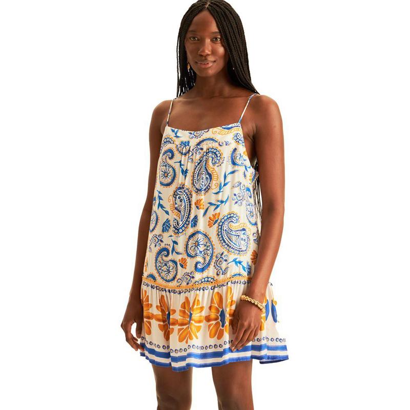 Vestido Curto Lança Perfume Evasê AV23 Off White Feminino - Vestido ...