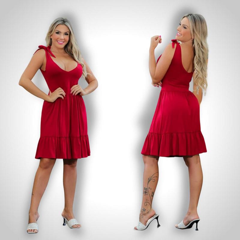 Vestido da Moda Curto Soltinho Mullet Viscolycra Verão Midi - Emporio ...