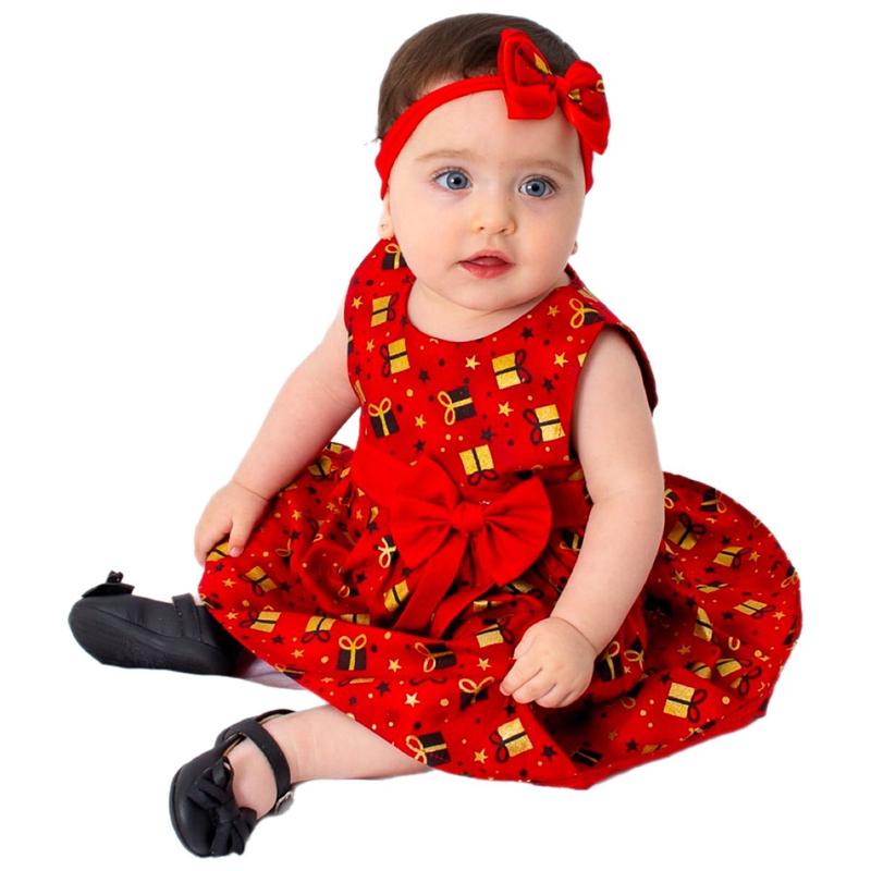 Vestido de Bebê Roupa Menina Infantil Com Tiara 100% Algodão Mundo Nina ...
