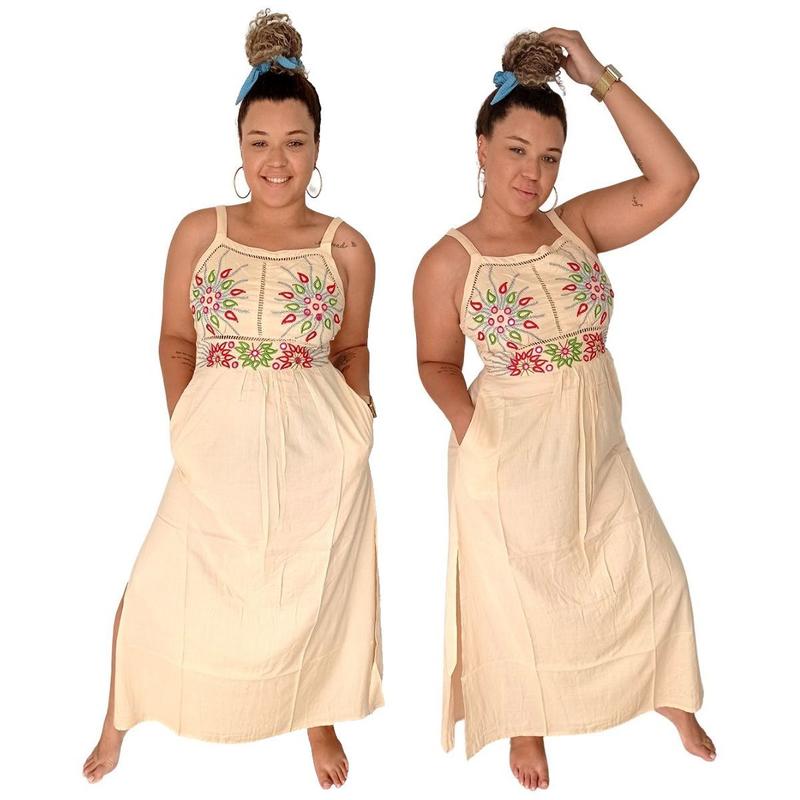 Vestido Indiano Longo Bordado Valoriza Tudo Linha Elegance - Indra Moda ...