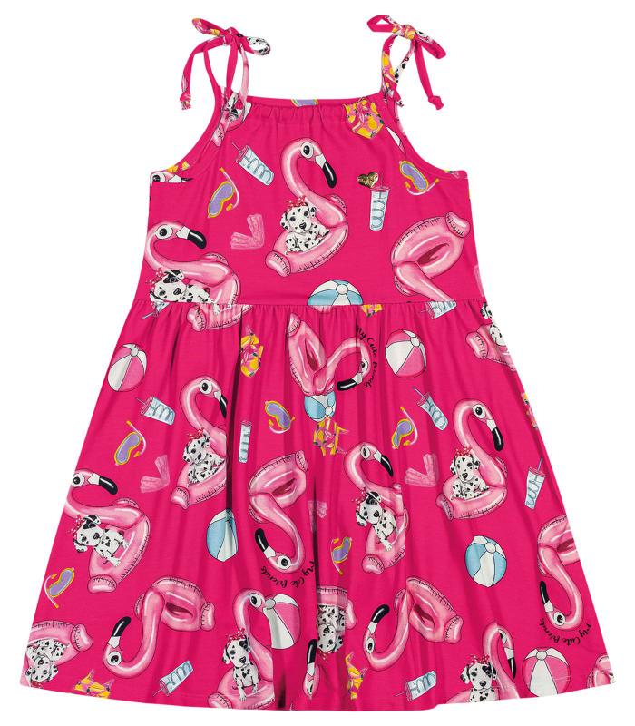 Vestido Infantil Flamingos Trick Nick Rosa - Vestido Infantil ...