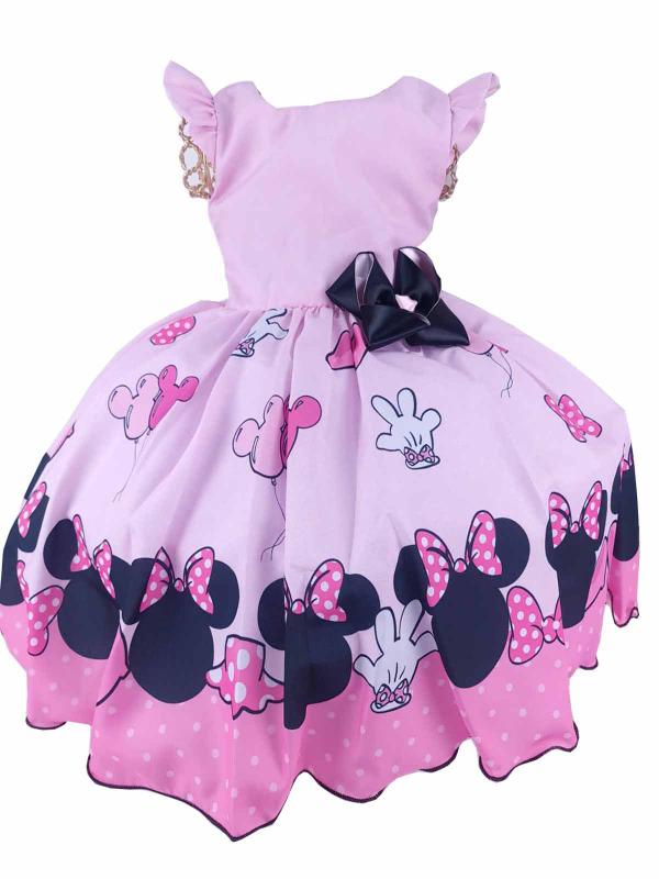 Vestido Infantil Minnie Rosa Festa Aniversário Luxo Festa - Baila Nina ...