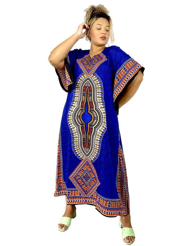 Vestido Longo African Vibes Moda Hippie Linha Elegance Plus Size ...